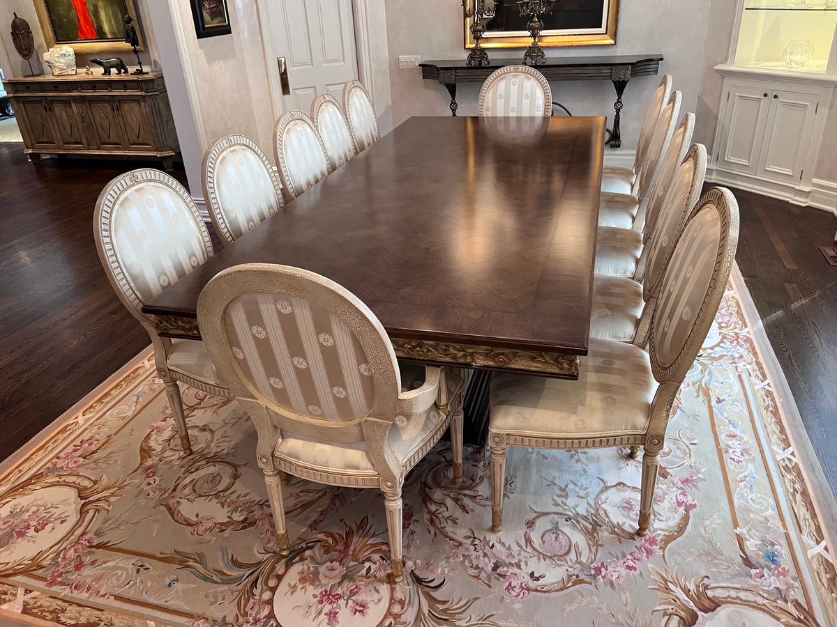 Beautiful Custom Double Pedestal Dining Table with 12 Chairs – Sell My ...