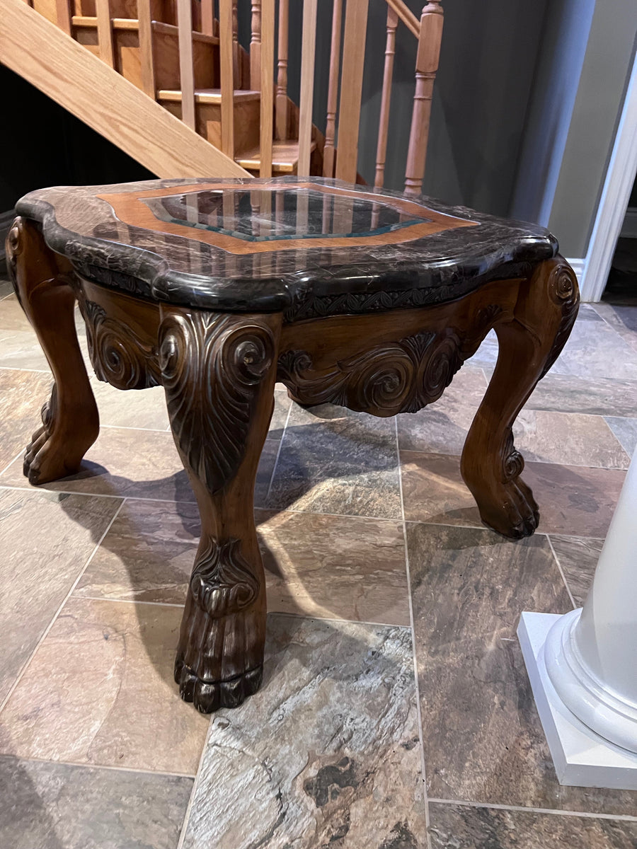 Michael Amini Signature Series by AICO 'Eden' Marble/Glass Side Table ...