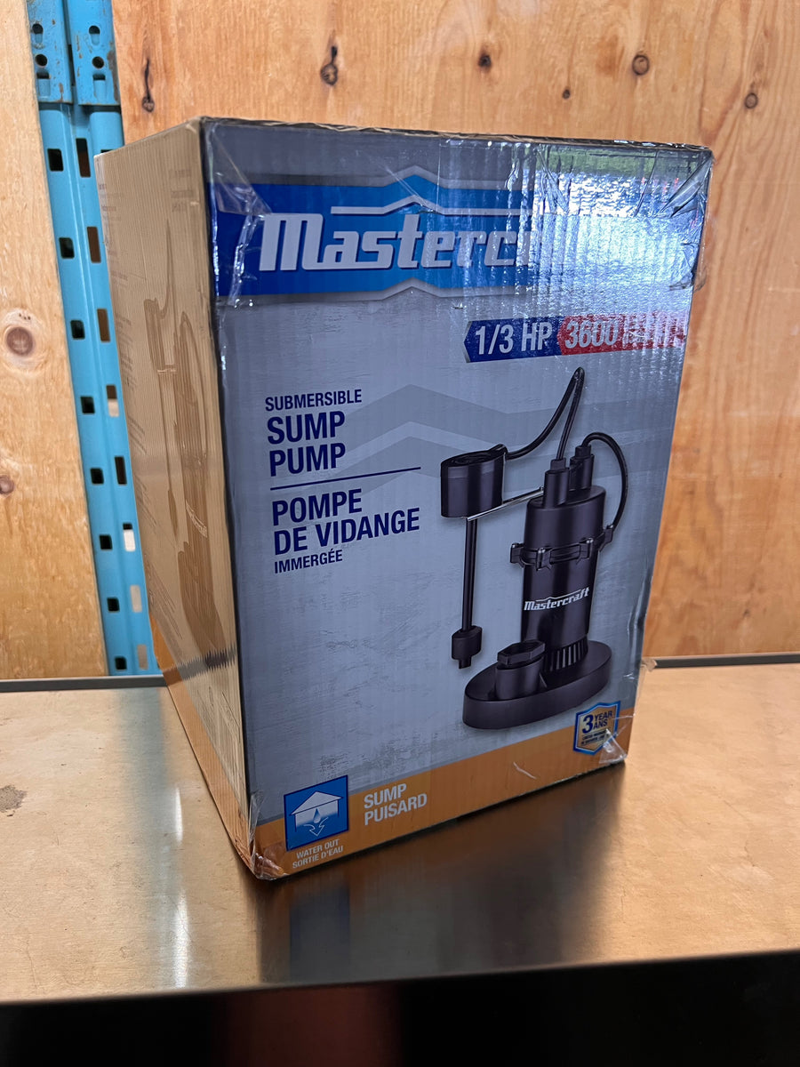 BRAND NEW Mastercraft 1/3 HP 3600 U.S. GPH Submersible Sump Pump (*ret ...