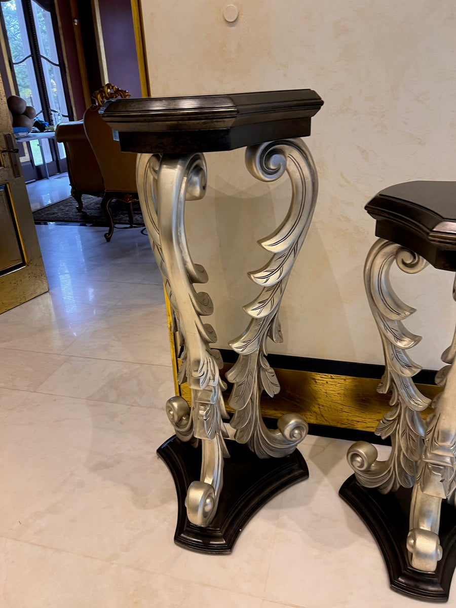 2 Black/Silver Pedestal Stands, Large & Small – Sell My Stuff Canada ...