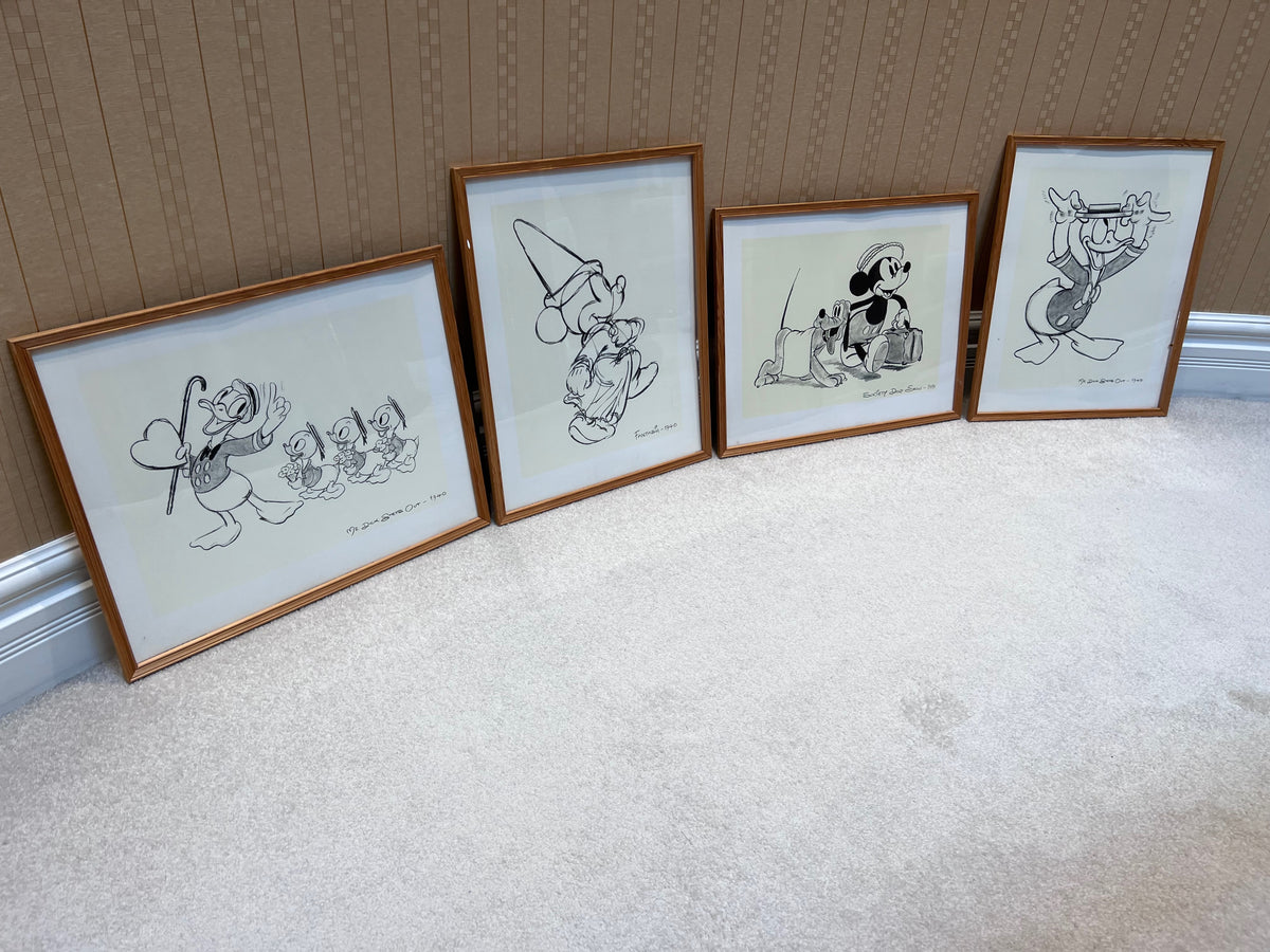 4 Vintage Walt Disney silkscreen lithographs- Published by The Art Gro ...