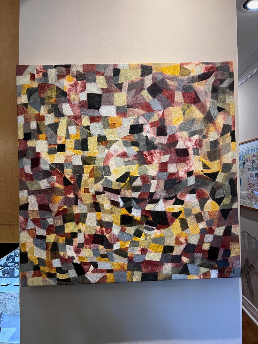 Abstract Acrylic on Canvas, 'Grid' by Robin Kingsburgh- 30" x 30 ...