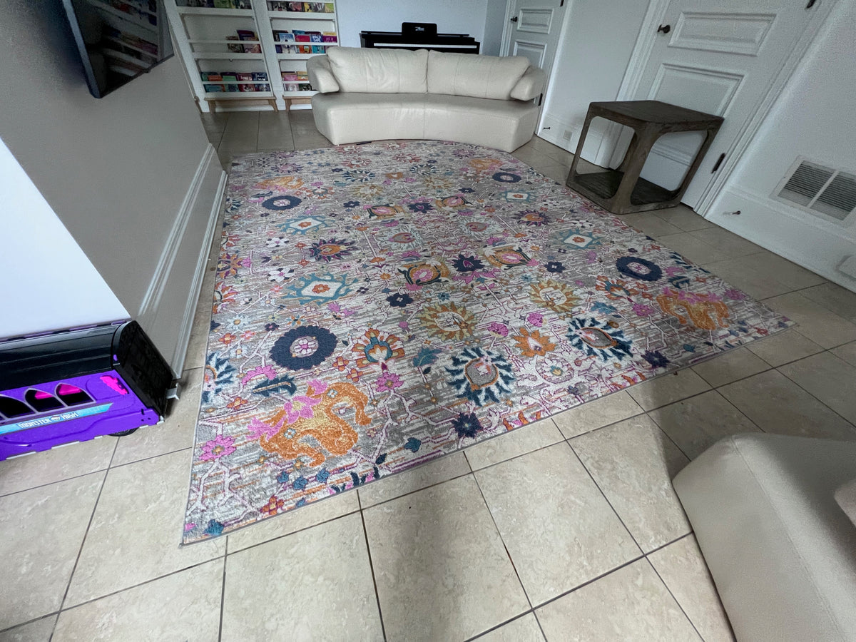 Nourison 'Passion Collection' PSN01 Silver Floral Area Rug- 8x10 ft ...