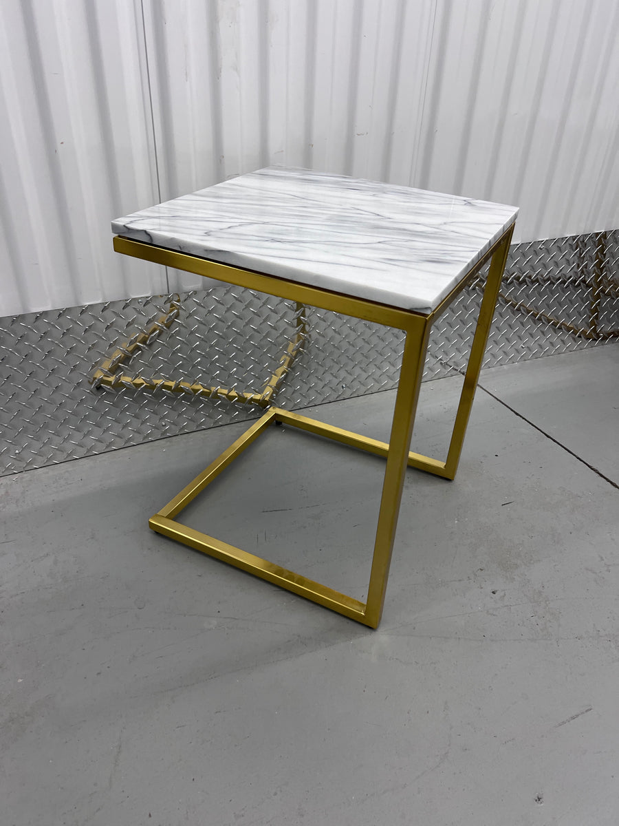 CB2 Smart Brass C Table with White Marble Top (*retail $229) – Sell My ...