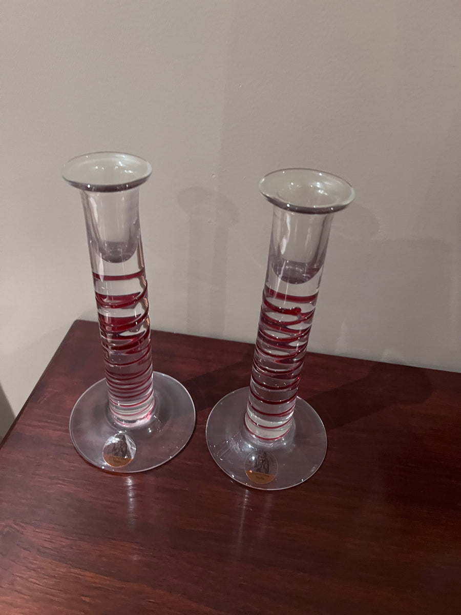 Pair of Jerpoint Glass Studio Candle Holders Made in Ireland – Sell My ...
