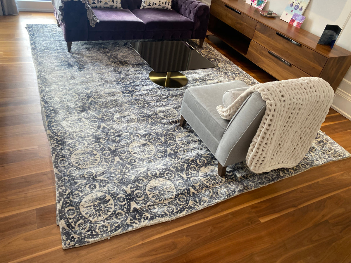 ELTE 'Acapulco Blue/Ivory" 100% Bamboo Silk Rug- 9x12ft – Sell My Stuff ...