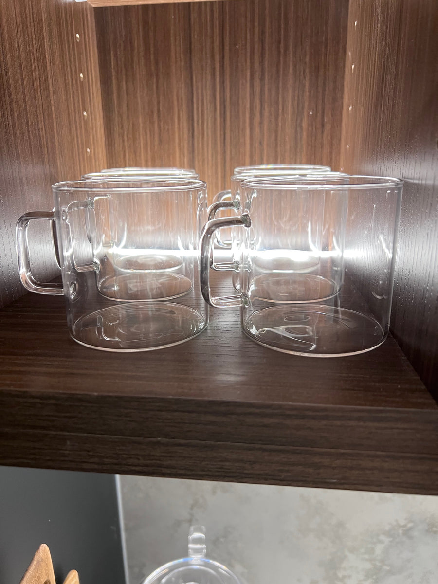 *BRAND NEW 12 CB2 'Cantina' Glass Coffee Mugs (*Retail value $95 ...