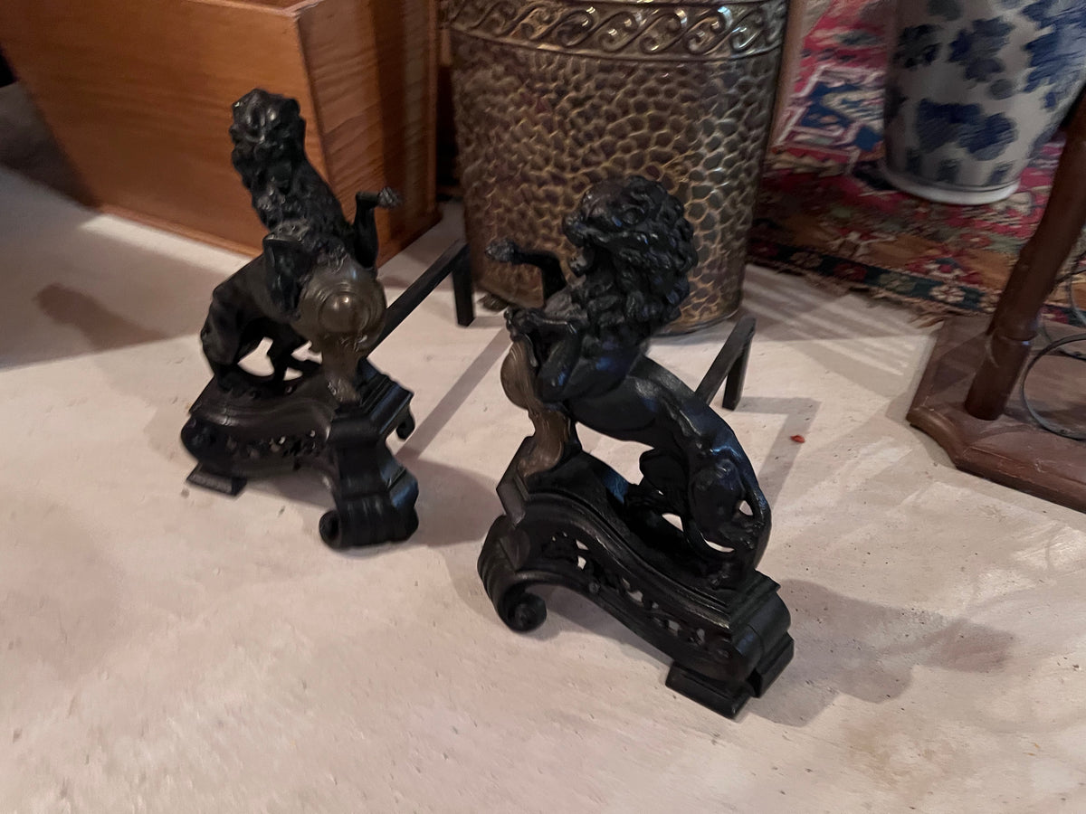 Pair of Lion Cast Iron Andirons – Sell My Stuff Canada - Canada's ...