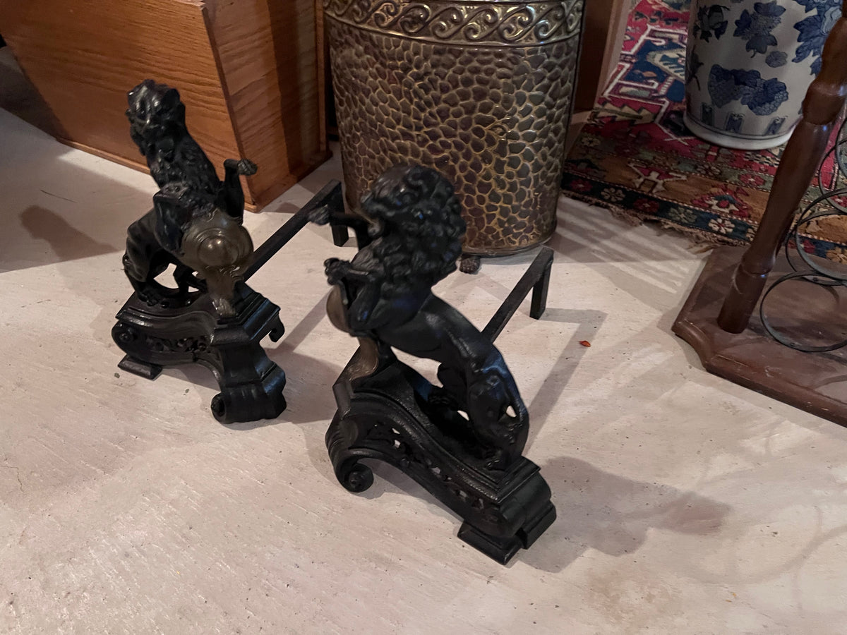 Pair of Lion Cast Iron Andirons – Sell My Stuff Canada - Canada's ...