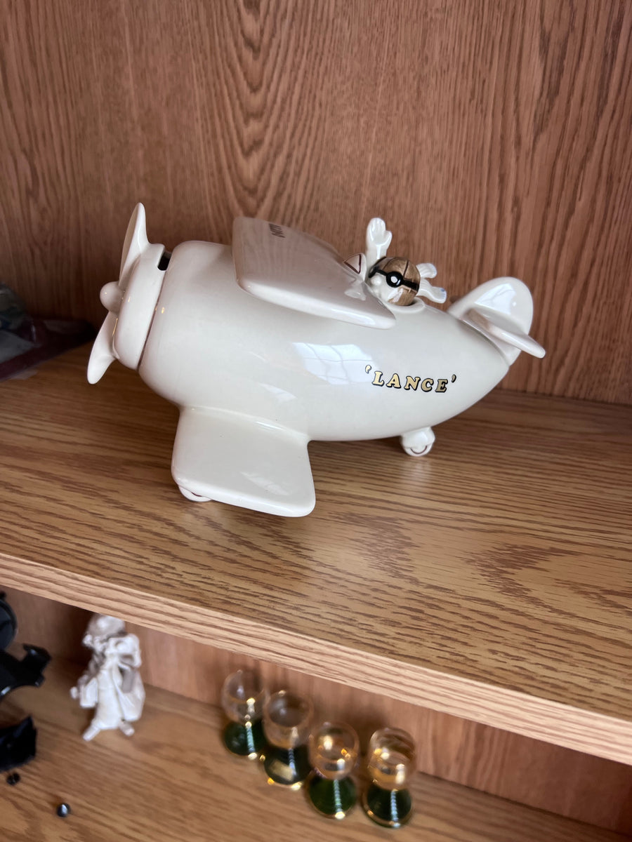 FITZ & FLOYD Ceramic Vintage 1978 Airplane Bi-Plane Collector Piggy Ba ...