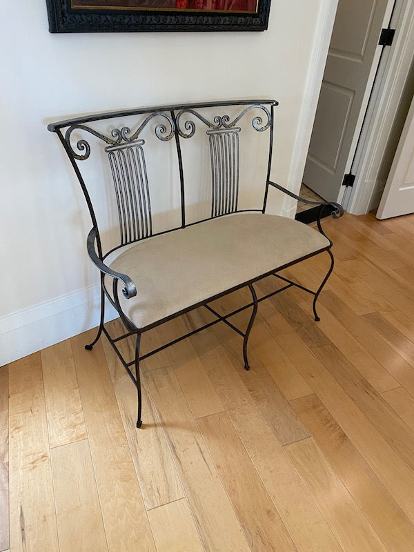 Silver Metal Bench, Beige Microsuede Seat – Sell My Stuff Canada ...