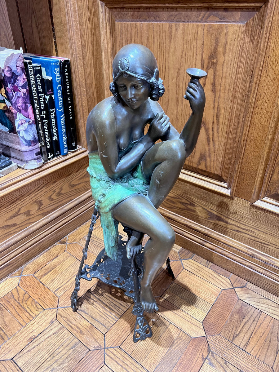 Ferdinando de Luca Bronze Sculpture- "Seated Flapper Girl"- 30" – Sell ...
