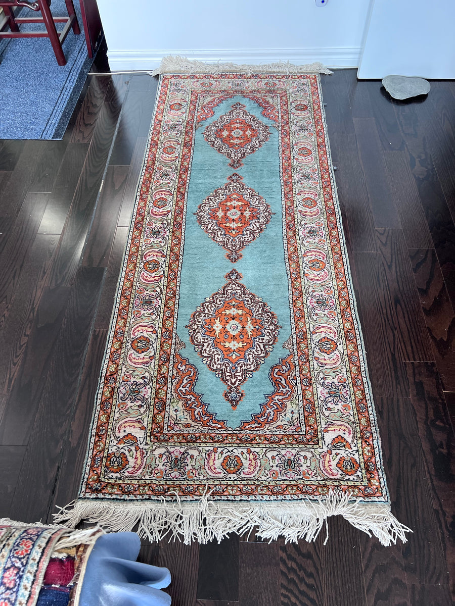 Runner – Silk on silk - hand-knotted & hand-woven rug from Turkey ...